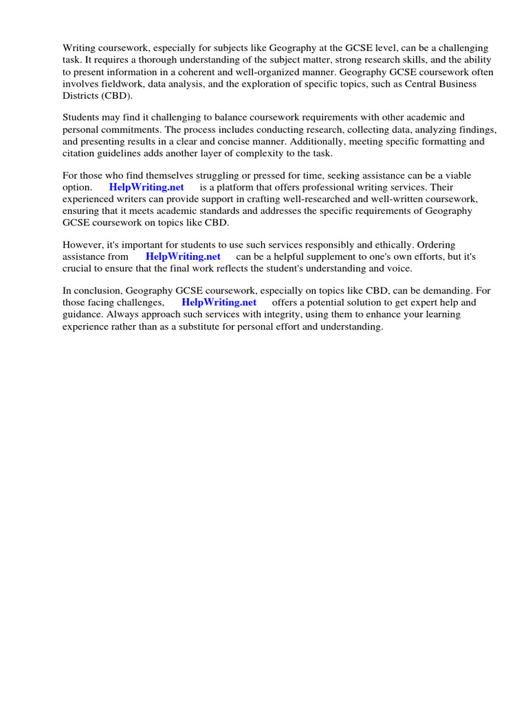 Geography Gcse Coursework CBD | PDF | Geography | Suburb