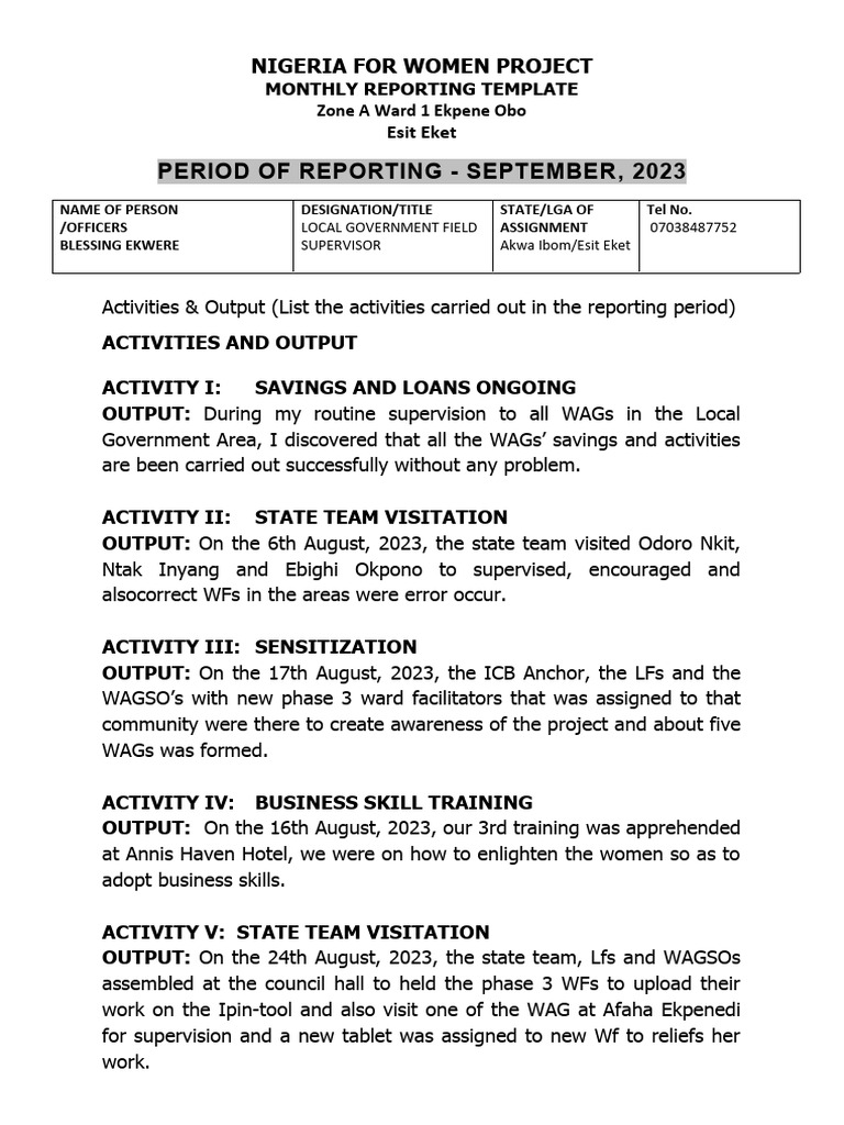 NFWP Mrs. BLESSING EKWERE SEPTEMBER | PDF