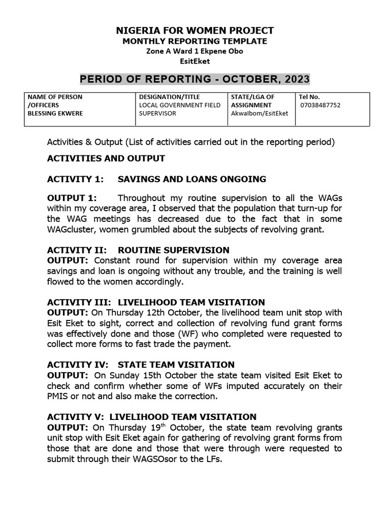 NFWP Mrs. Blessing Ekwere October | PDF