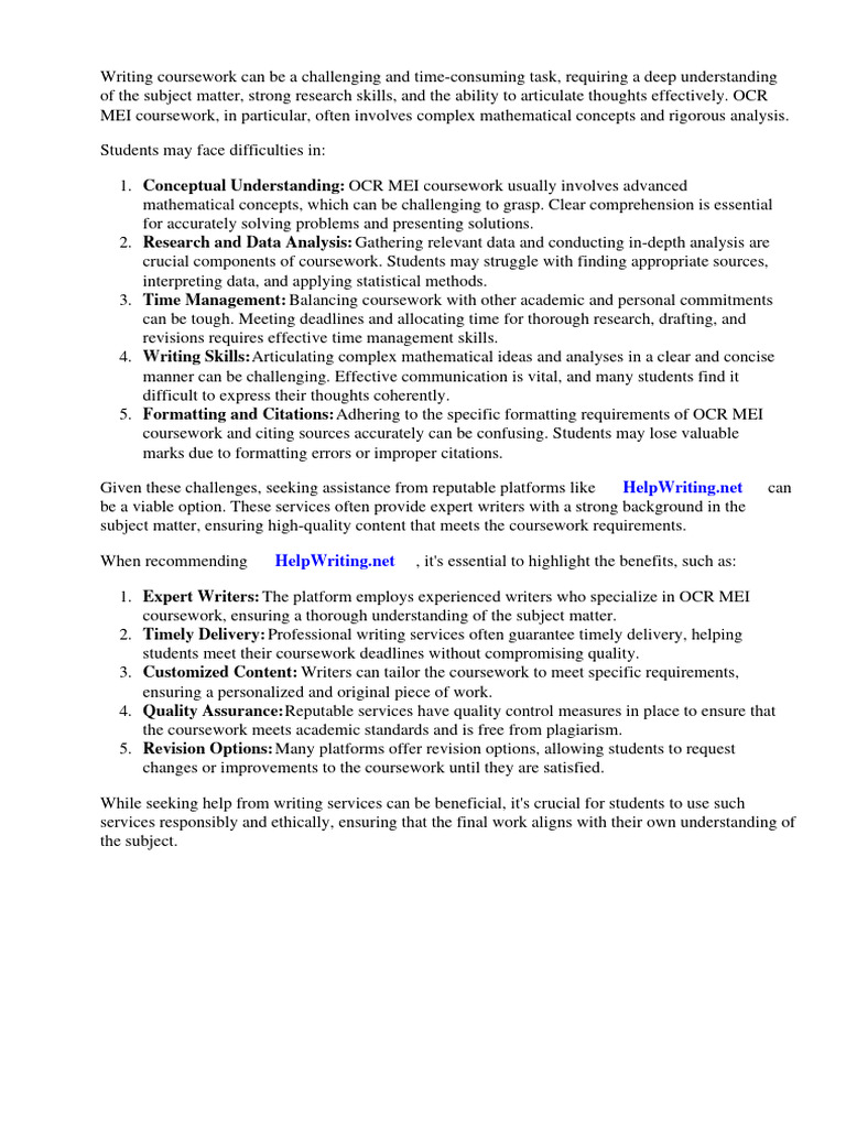 Ocr Mei Coursework Example | PDF | Thought | Facebook