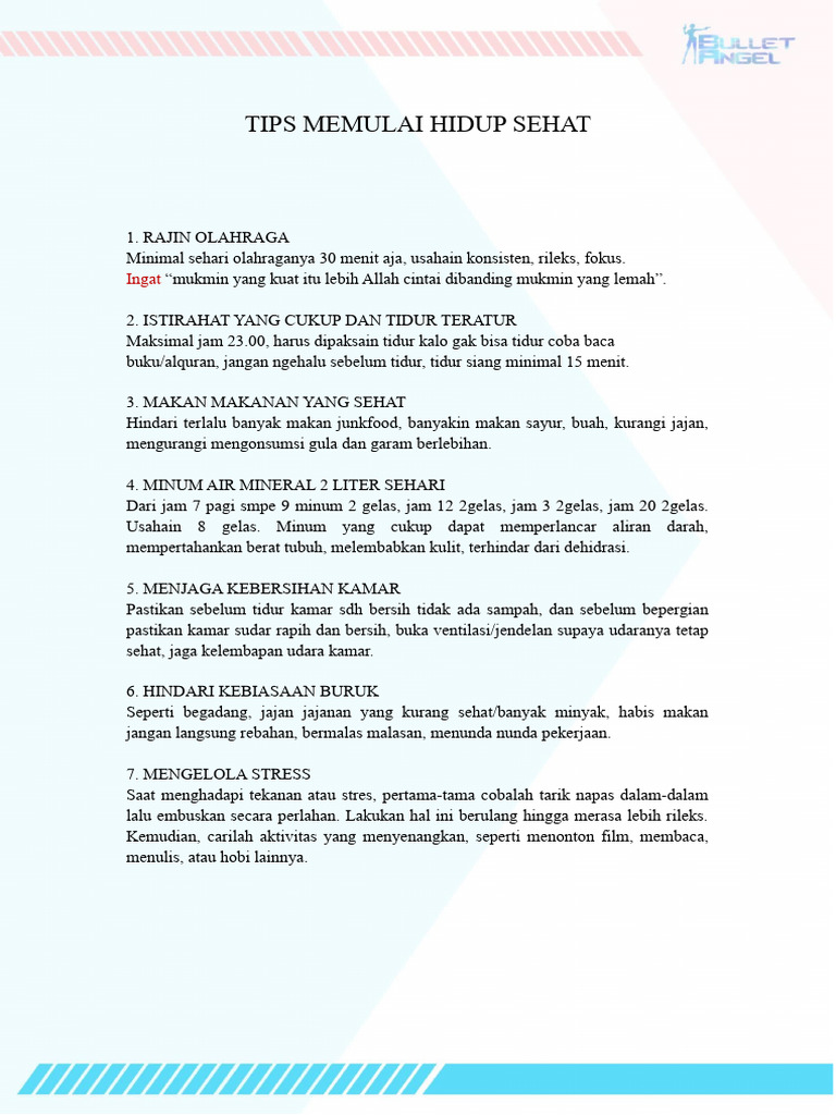 Tips Memulai Hidup Sehat | PDF | Kesehatan Holistik
