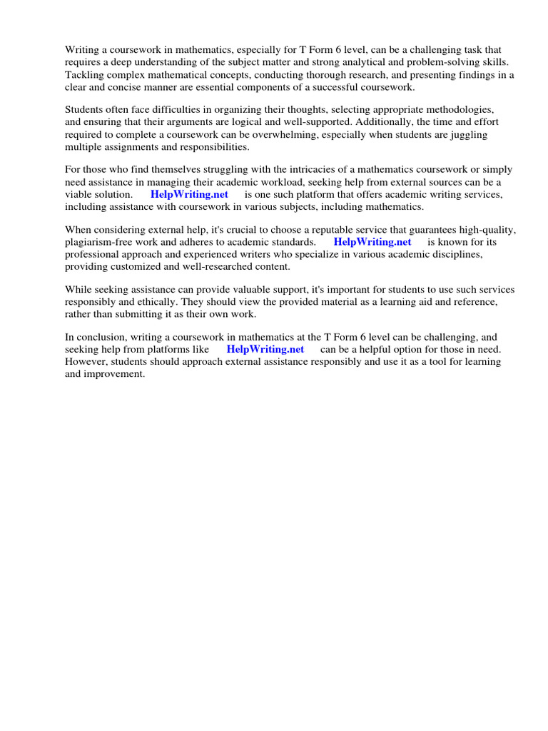Mathematics T Form 6 Coursework | PDF