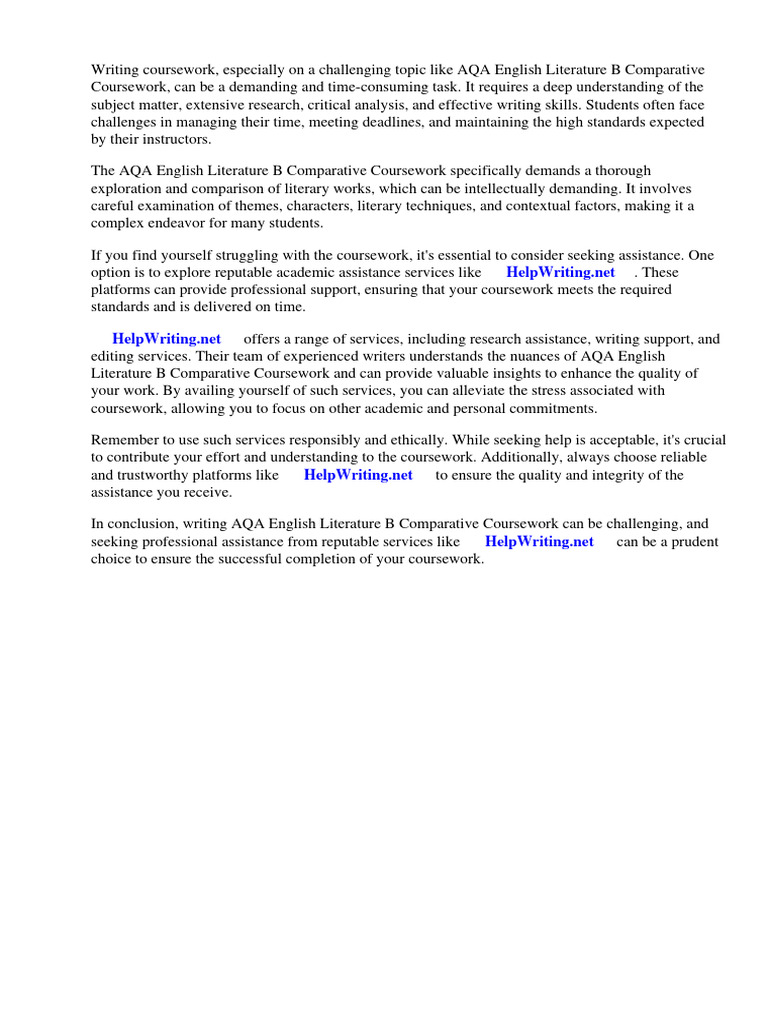 AQA English Literature B Coursework Guide | PDF | Career & Growth