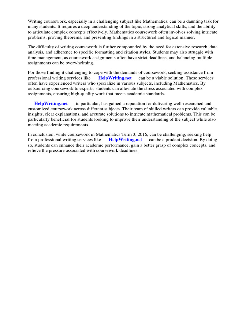 Coursework Mathematics T 2016 Term 3 | PDF | Mathematics | Discrete ...