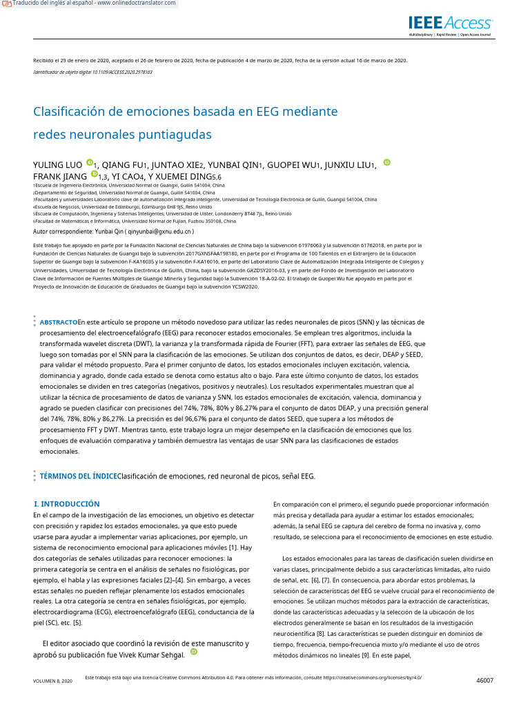 EEG-Based Emotion Classification Using Spiking Neural Networks Yuling 2020.en - Es | PDF | Las ...