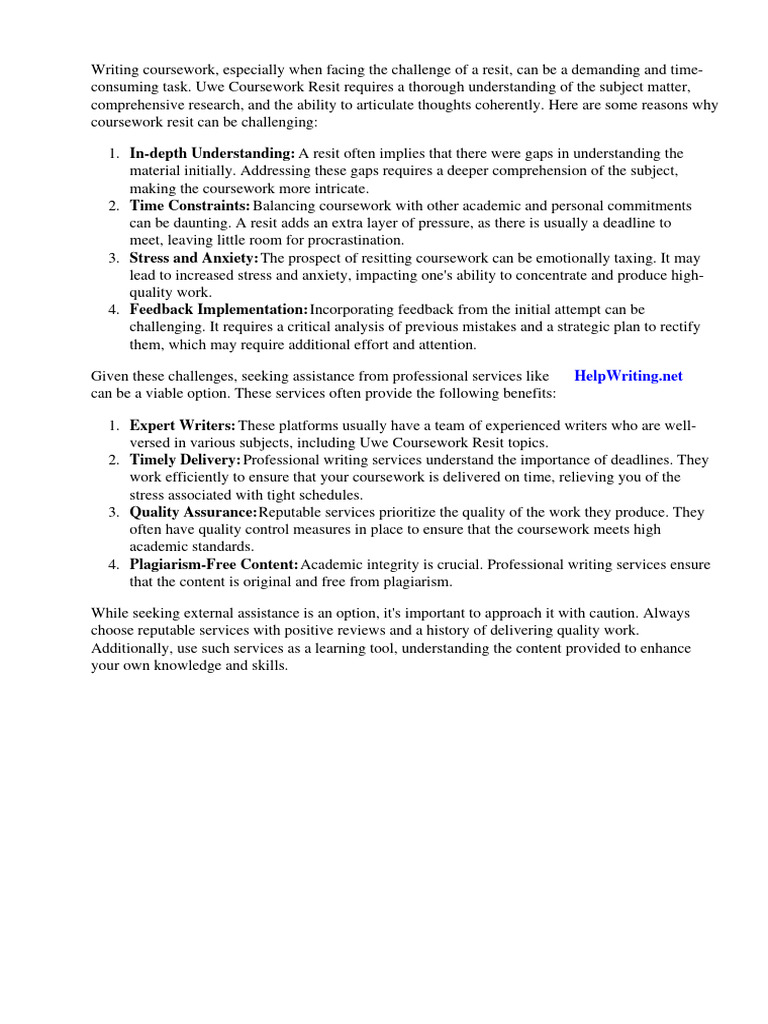 Uwe Coursework Resit | PDF