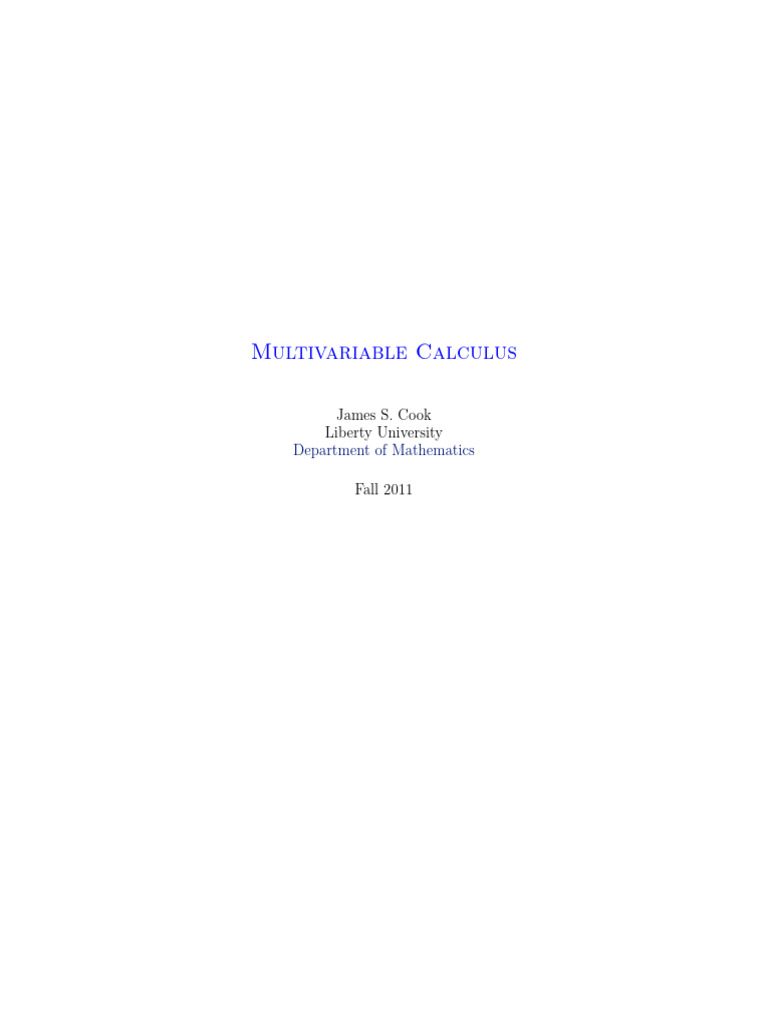 Multivariate Calculus 2011 TOCand Chapter 1 | PDF | Derivative | Geometry