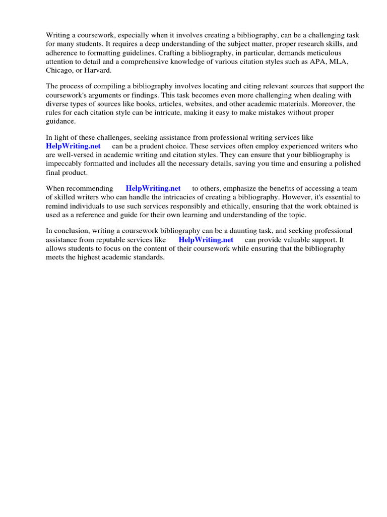 How To Do A Bibliography For Coursework | PDF | Citation | Apa Style