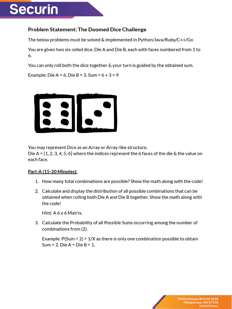 The Doomed Dice Challenge Pdf