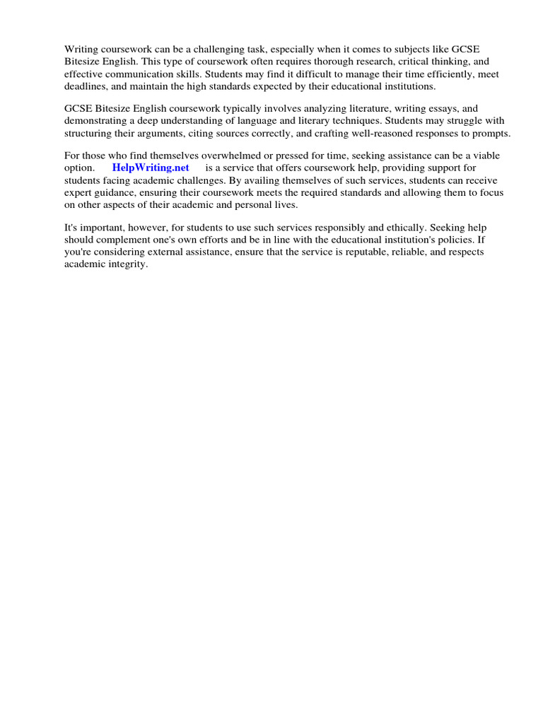 Gcse Bitesize English Coursework | PDF