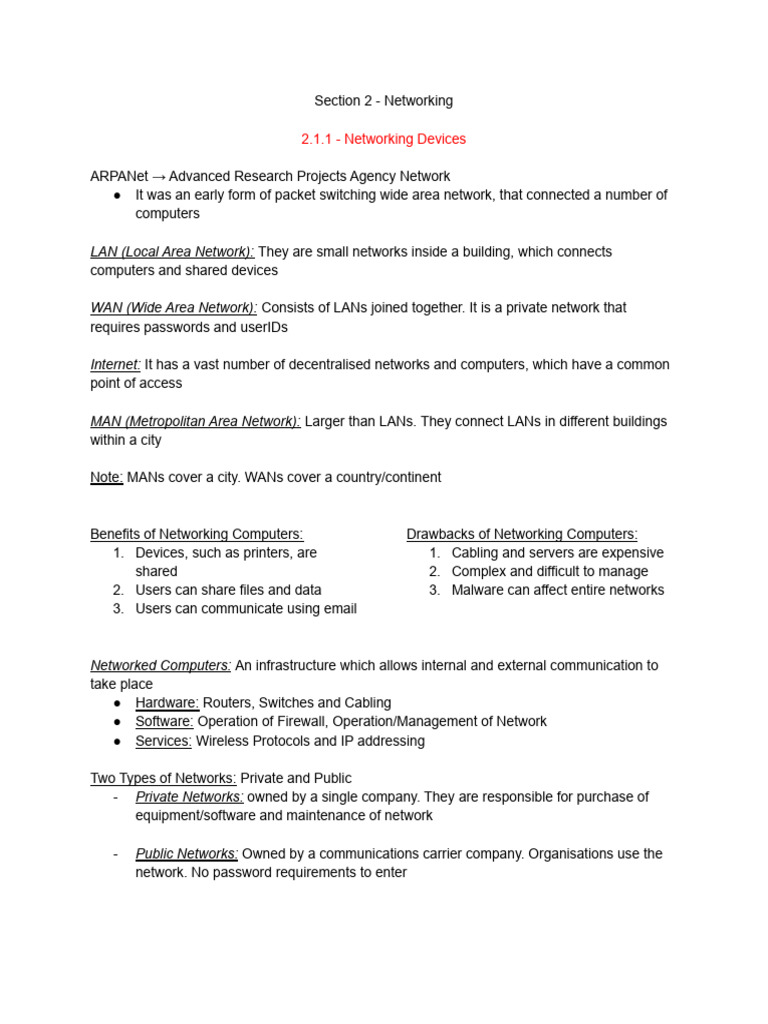 Section 2 - Networking - 2.1.1 To 2.1.3 | PDF | Computer Network ...