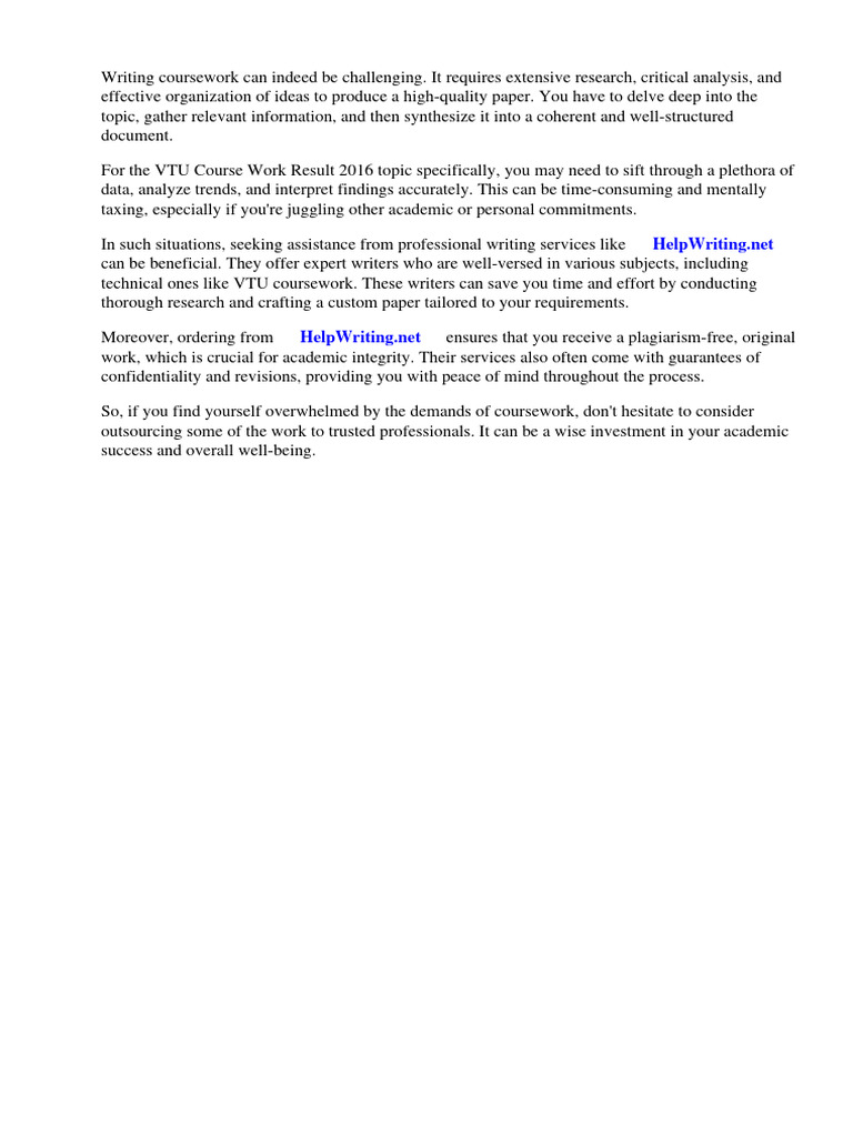 Vtu Course Work Result 2016 | PDF