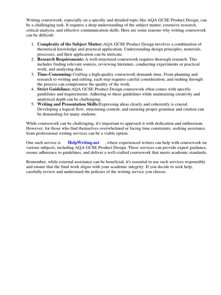 Aqa Gcse Product Design Example Coursework | PDF Aqa Gcse Product Design Example Coursework | PDF