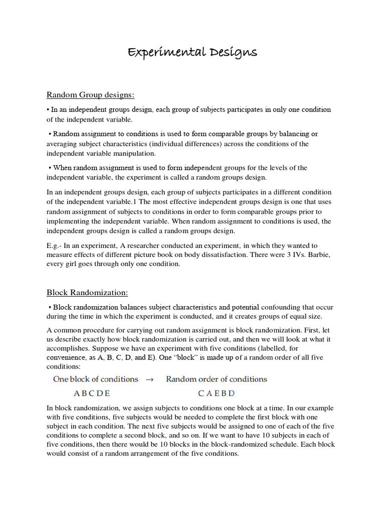 Experimental Designs | Download Free PDF | Experiment | Design Of Experiments