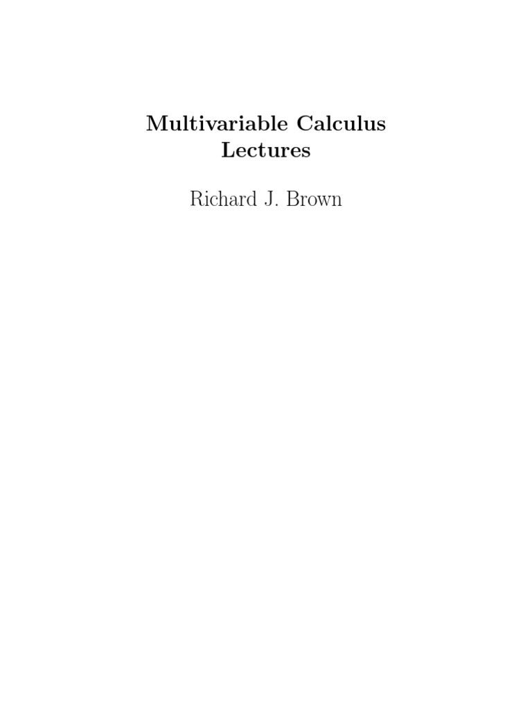 173 Multivariable Calculus | PDF