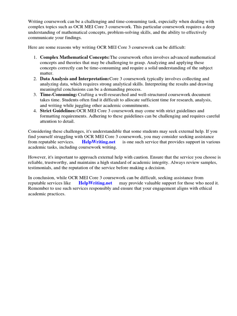 Ocr Mei Core 3 Coursework Example | Download Free PDF | Mathematics