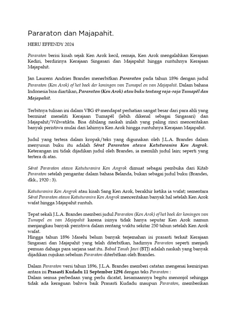 Sejarah Pararaton dan Majapahit | PDF | Klasik