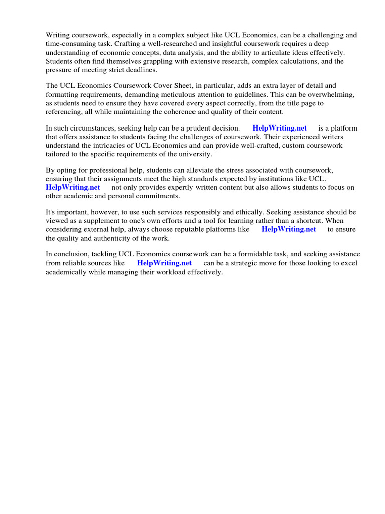 Ucl Economics Coursework Cover Sheet | PDF | Management Of Hiv/Aids ...