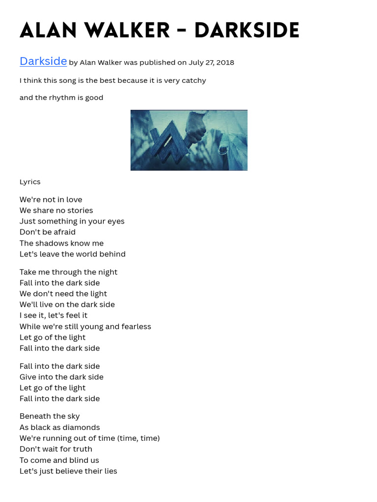 Alan Walker - Darkside | PDF