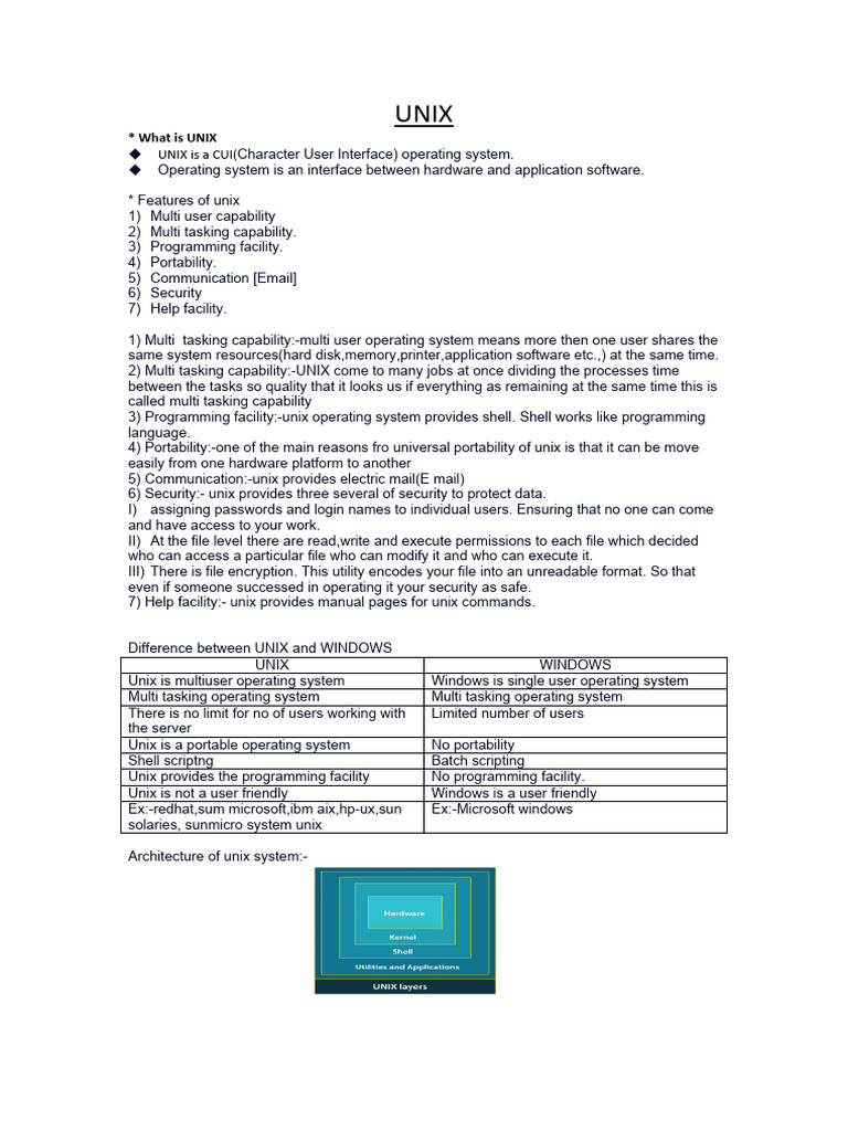 UNIX NOTES | PDF | Operating System | Unix