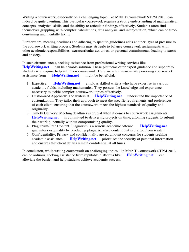 Math T Coursework STPM 2013 | PDF | Mathematics | Equations