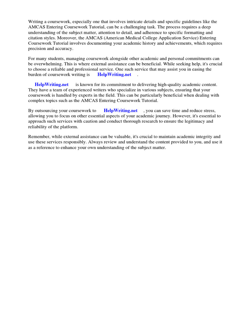 Amcas Entering Coursework Tutorial | PDF | Medical School | Experience