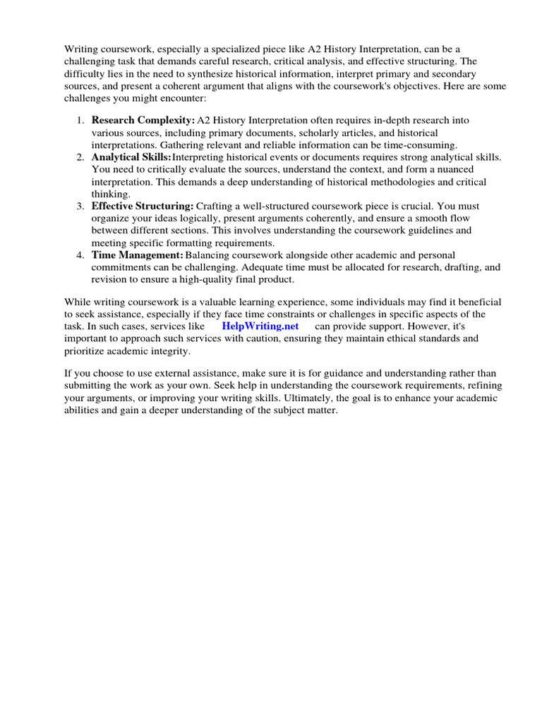 A2 History Interpretation Coursework Structure | Download Free PDF ...