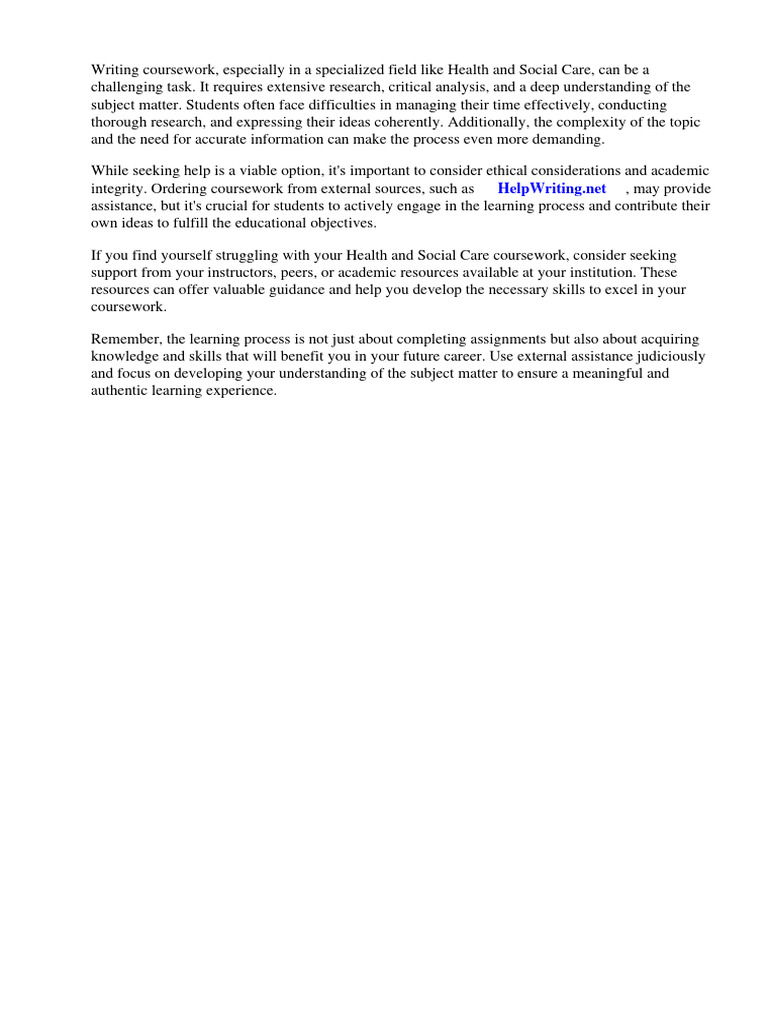 Health and Social Care Coursework Examples | PDF | Learning | Diabetes