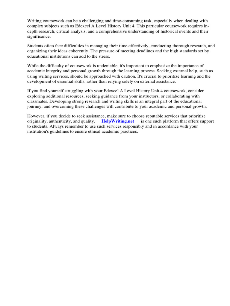 Edexcel A Level History Unit 4 Coursework | PDF