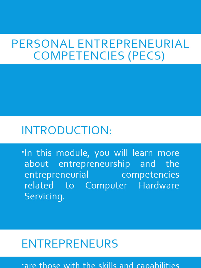 Personal Entrepreneurial Competencies Guide | PDF | Entrepreneurship ...