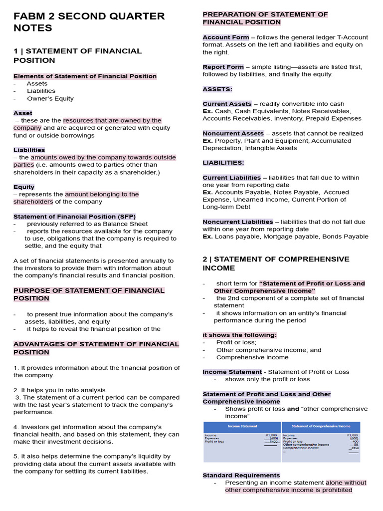 Fabm 2 Second Quarter Notes | Download Free PDF | Balance Sheet | Expense