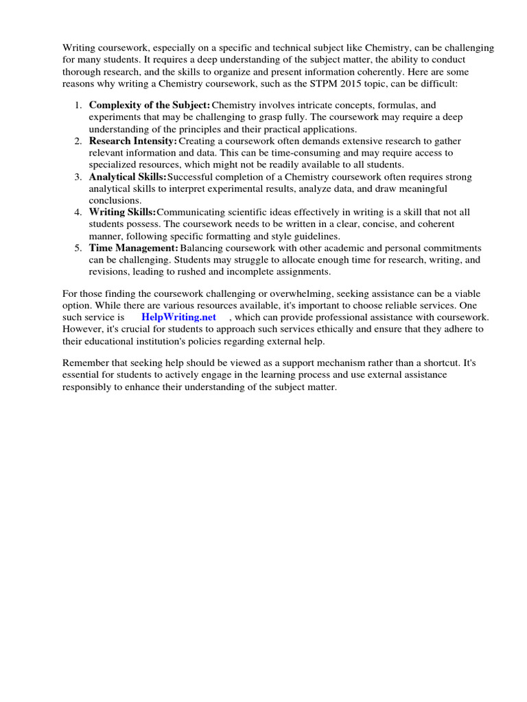 Chemistry Coursework STPM 2015 | PDF | Soil | Chemistry