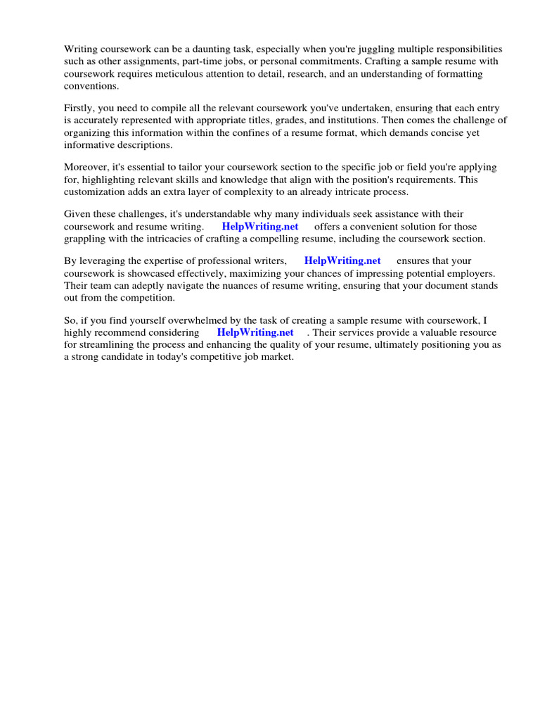 Sample Resume With Coursework | PDF | Résumé