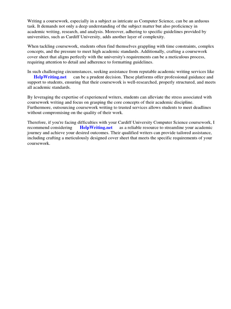 Cardiff University Computer Science Coursework Cover Sheet | PDF ...