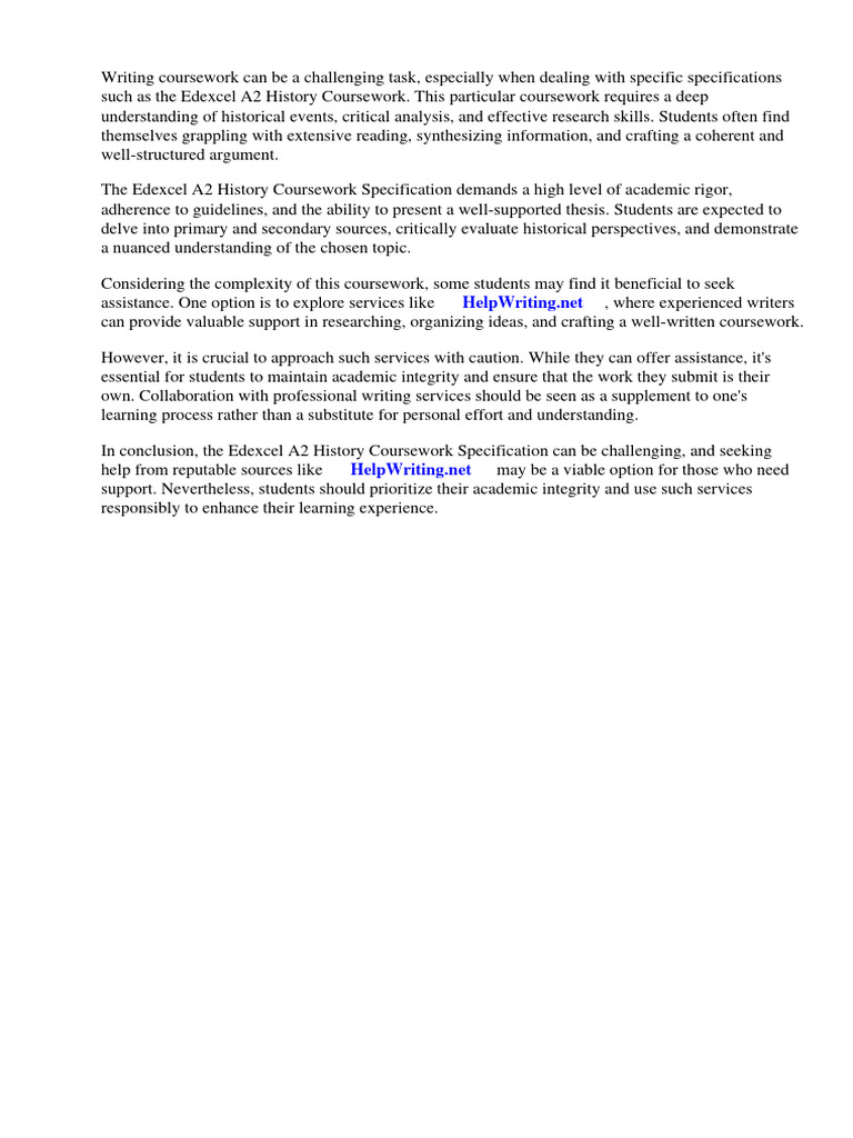 Edexcel A2 History Coursework Specification | PDF