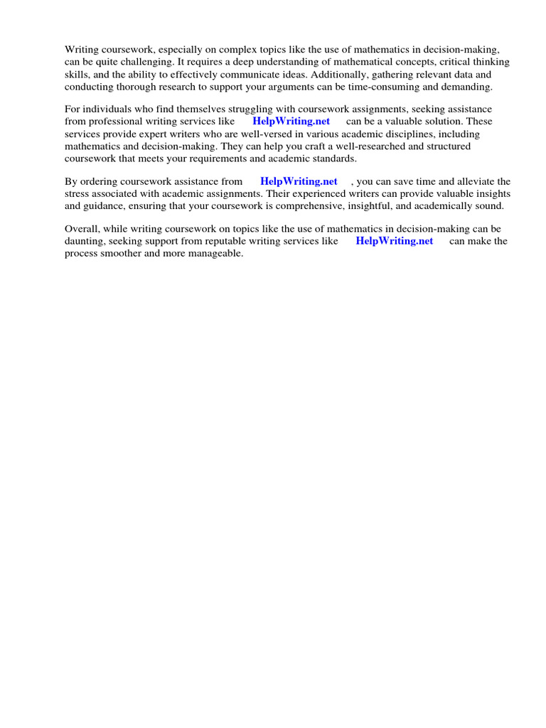 Use of Maths Decision Coursework Ideas | PDF | Decision Making | Mathematics