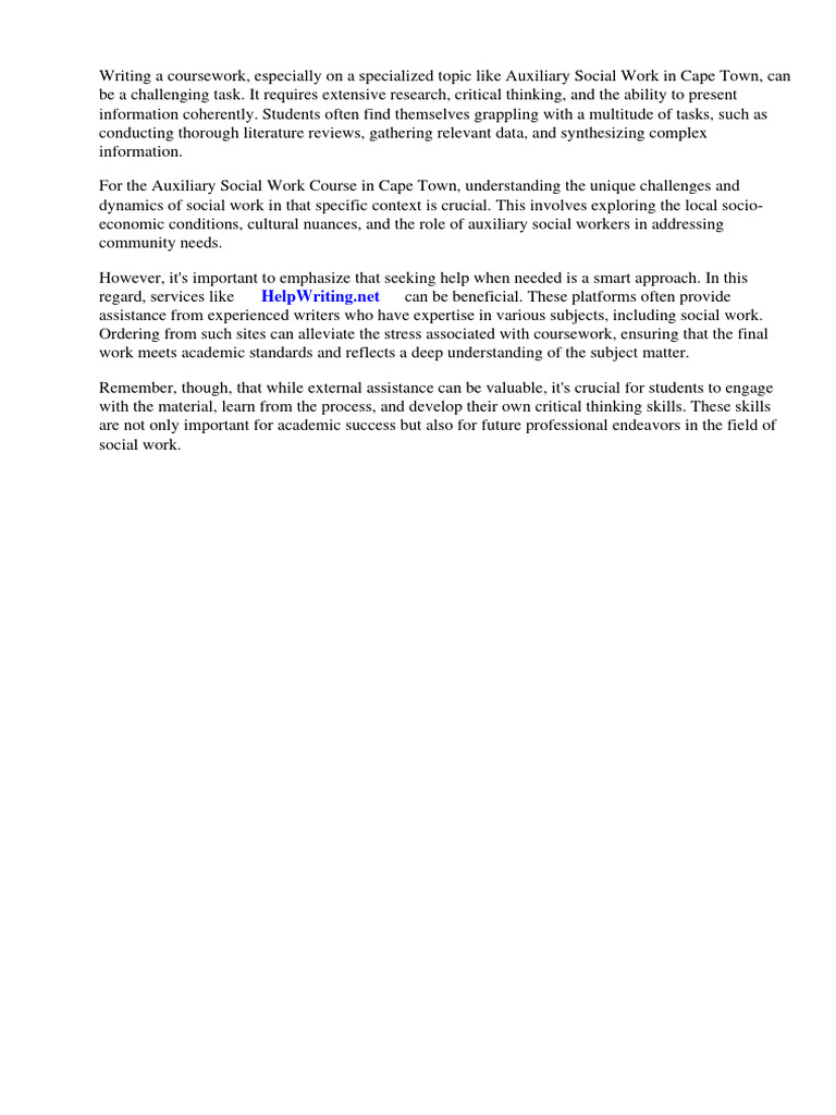 Auxiliary Social Work Course Cape Town | PDF | Nursing | Social Work