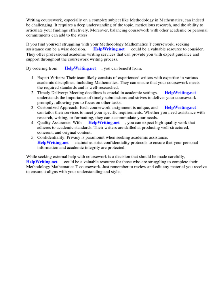 Methodology Mathematics T Coursework | PDF | Mathematics | Statistics