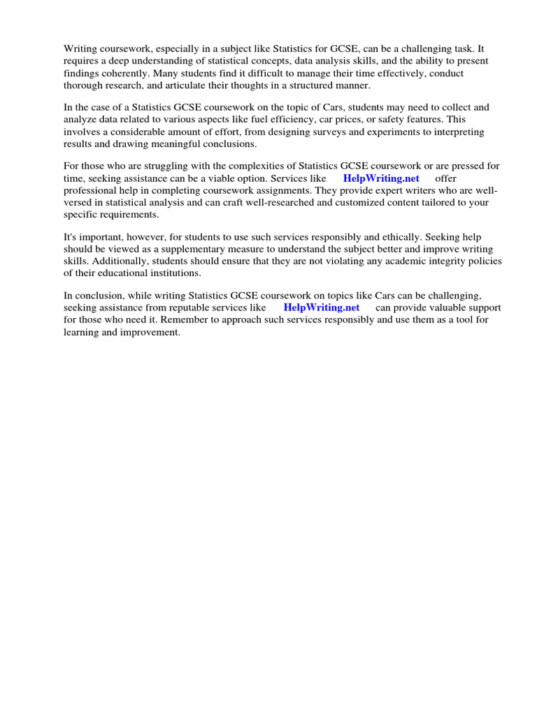 Statistics Gcse Coursework Cars | PDF