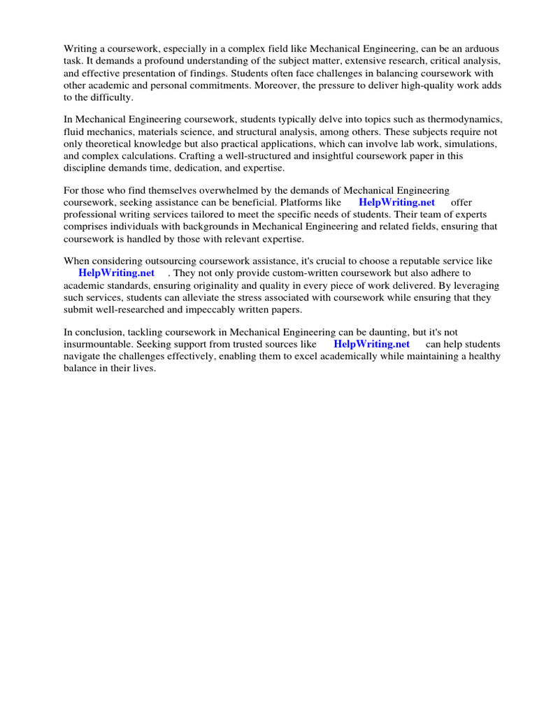 Coursework of Mechanical Engineering | Download Free PDF | Mechanical Engineering | Engineering