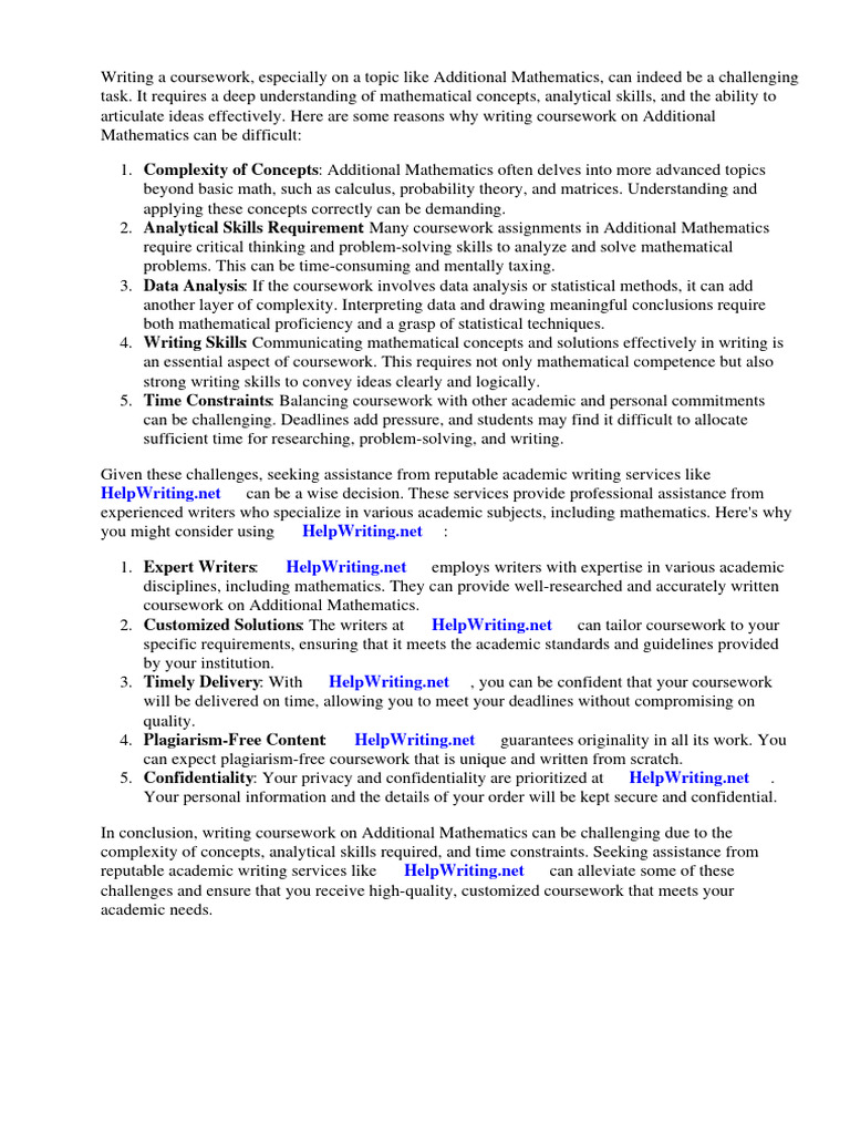 Additional Mathematics Coursework | PDF | Mathematics