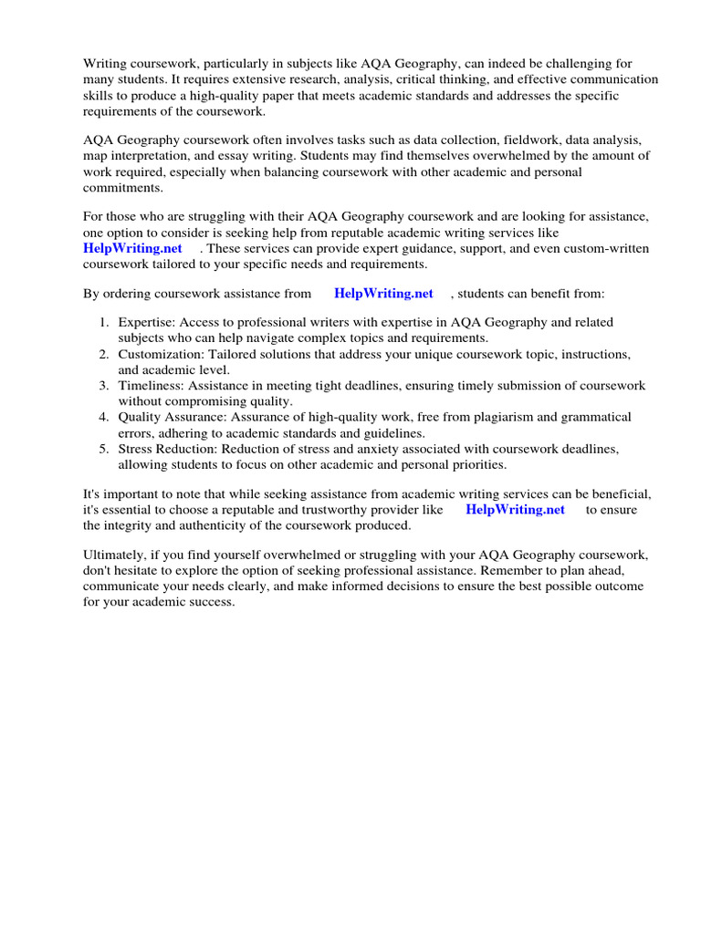 Aqa Geography Coursework Deadline | PDF | Facebook | Linked In