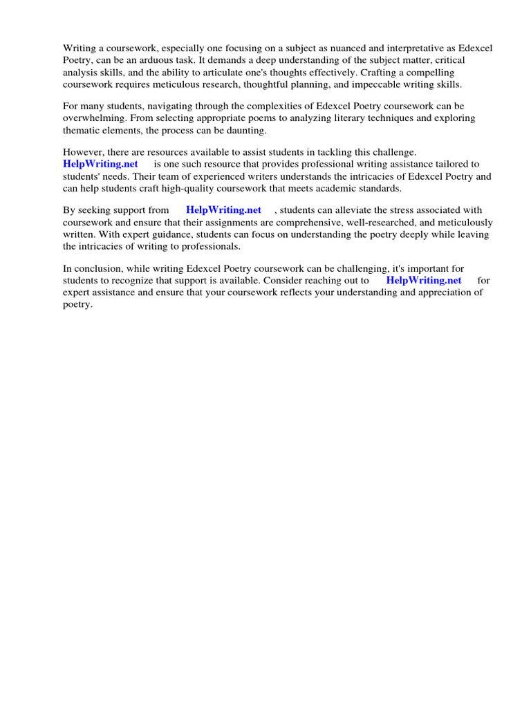 Edexcel Poetry Coursework | PDF