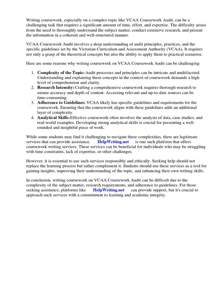 Vcaa Coursework Audit | Download Free PDF | Audit | Financial Audit