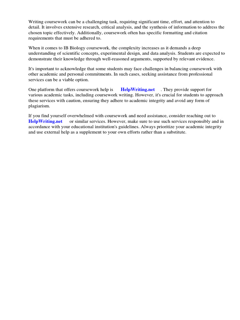Ib Biology Coursework Examples | PDF