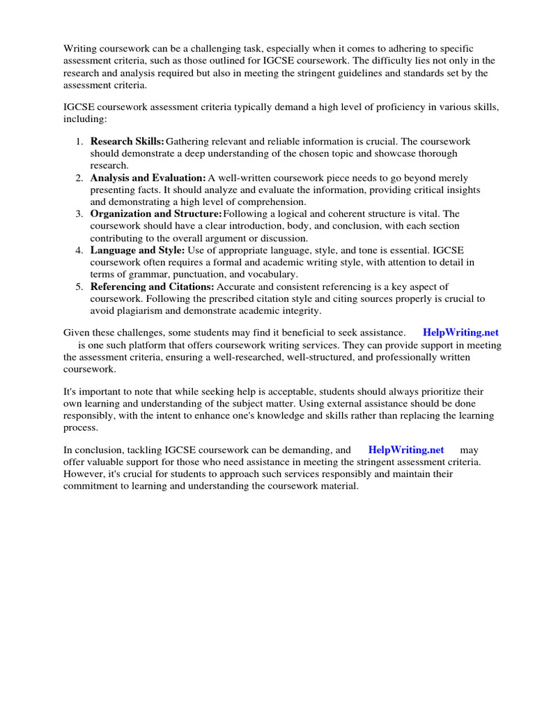 IGCSE Coursework Writing Guide | PDF | Citation