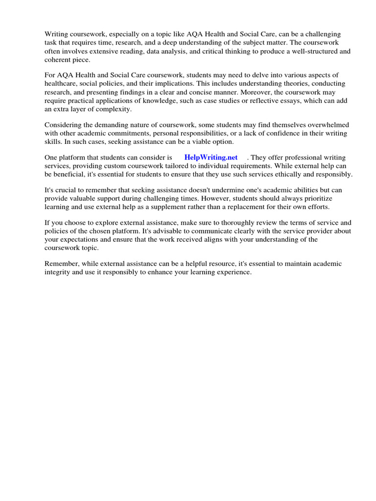 Aqa Health and Social Care Coursework Examples | PDF | Social Work | Communication