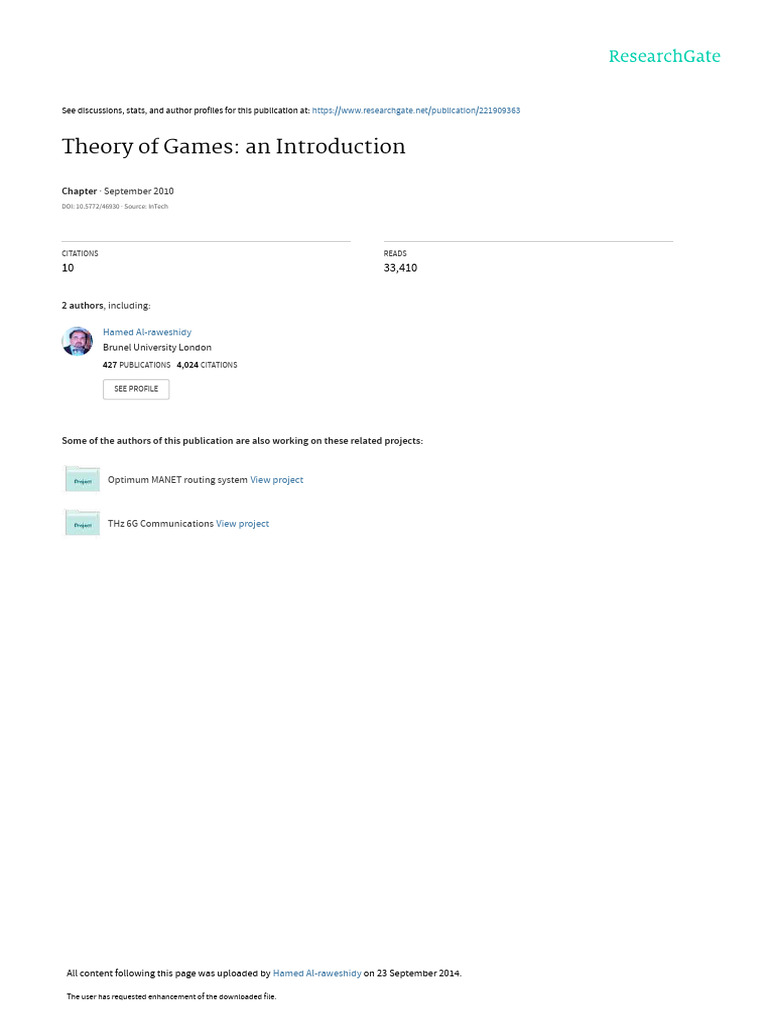 Theory of Games - An Introduction Author Omar Raoof and Hamed Al ...