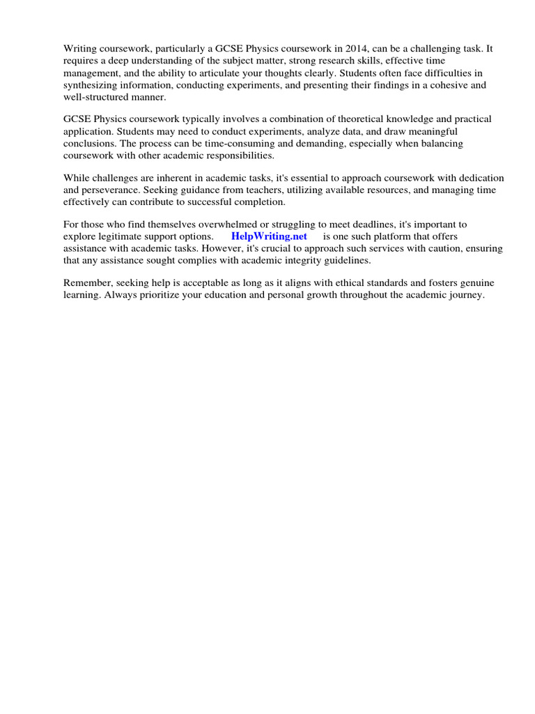 Gcse Physics Coursework 2014 | PDF | Career & Growth | Wellness
