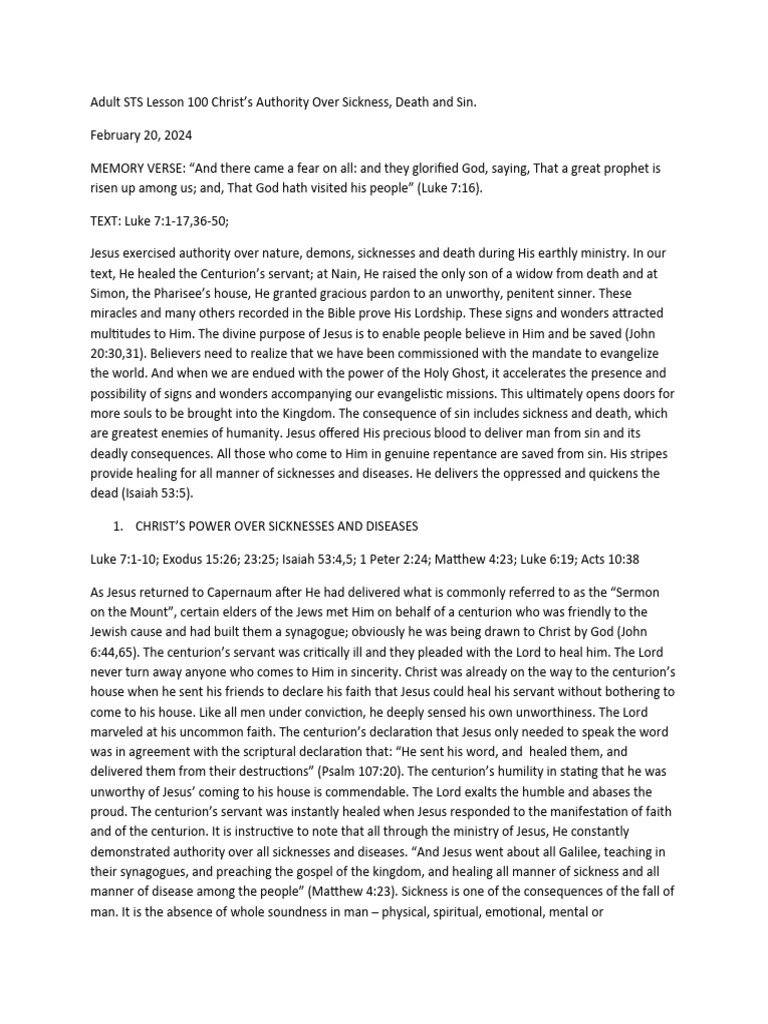 Adult STS Lesson 100 Volume 2 | Download Free PDF | Jesus | Gospel Of Matthew